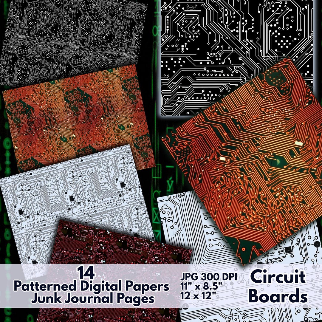 Circuit Boards SEAMLESS Digital Papers Bundle Cyber Circuitry ...