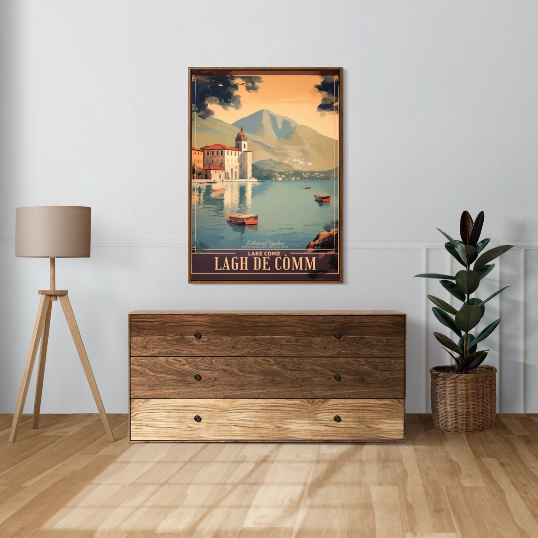Lake Como Digital Print JPG PDF Printable Lago Di Como Travel Poster ...