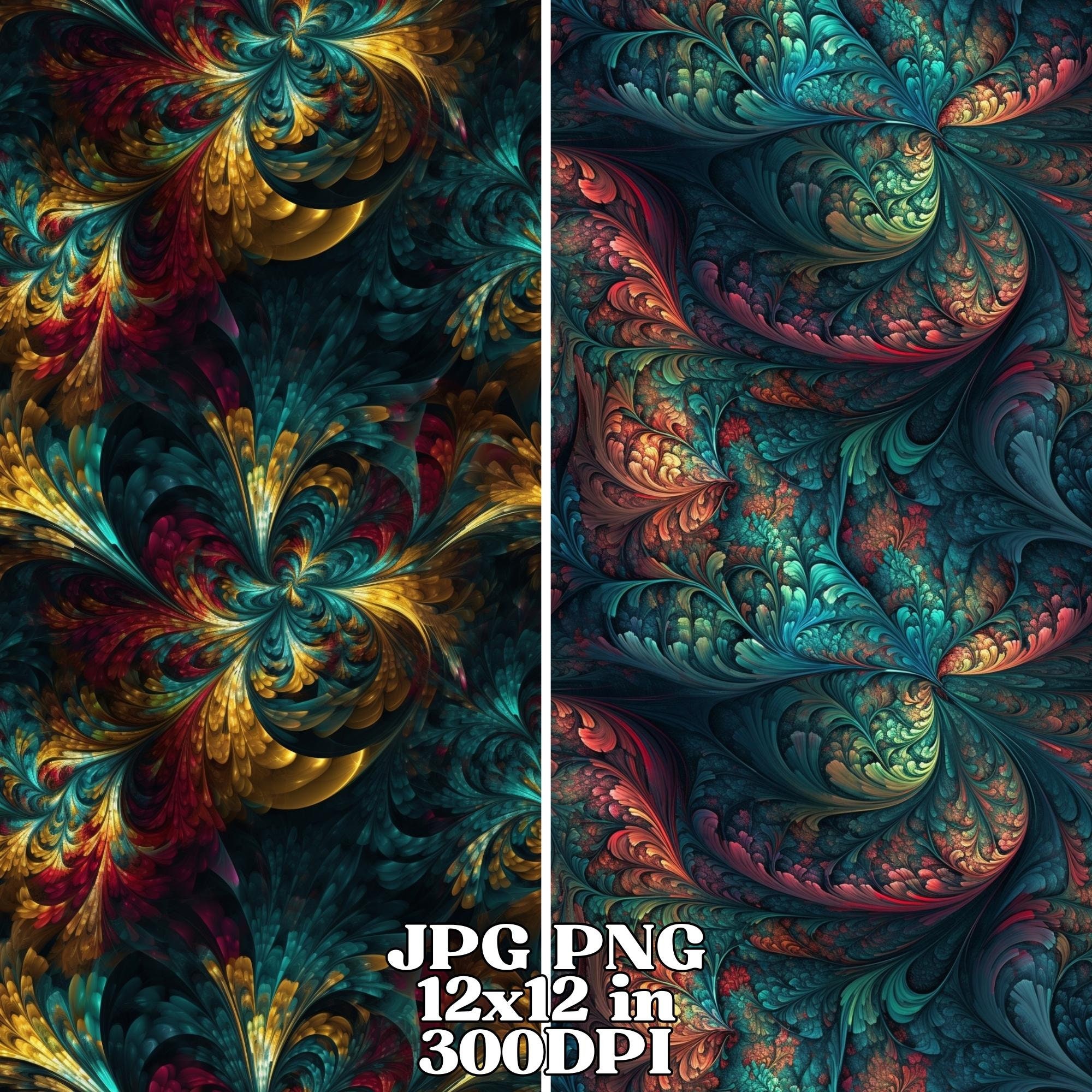 Fractals DIGITAL Papers Pack SEAMLESS Patterns Fractal Bundle ...