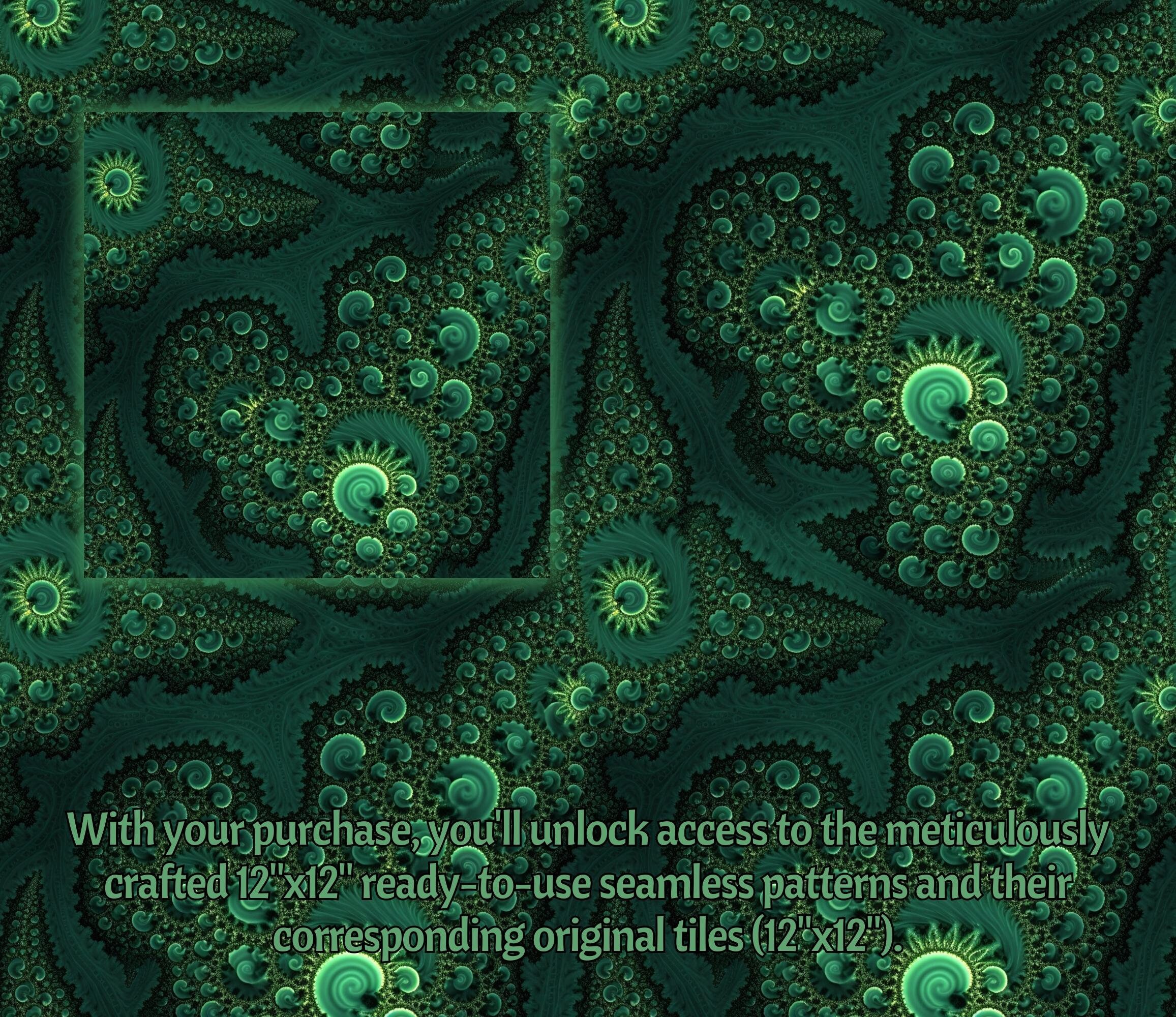 Green Fractals DIGITAL Papers Printable Fractal Geometry SEAMLESS ...