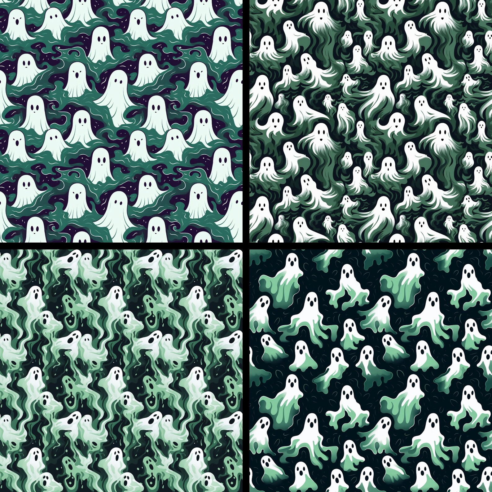 Seamless Ghost Pattern Pack Printable Spooky Halloween Ghosts DIGITAL ...