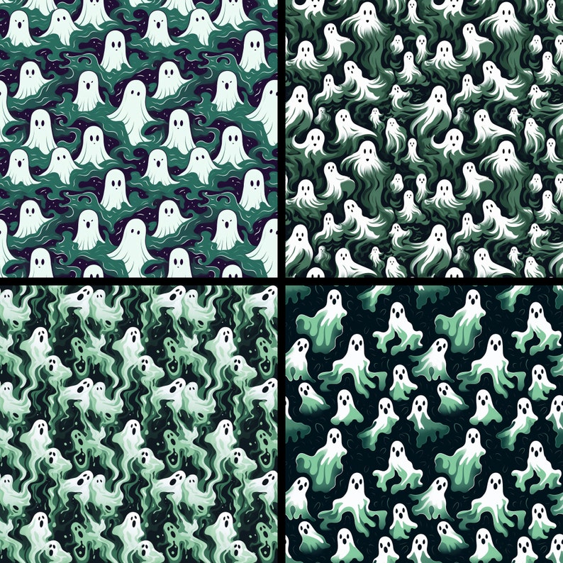 Seamless Ghost Pattern Pack Printable Spooky Halloween Ghosts DIGITAL ...