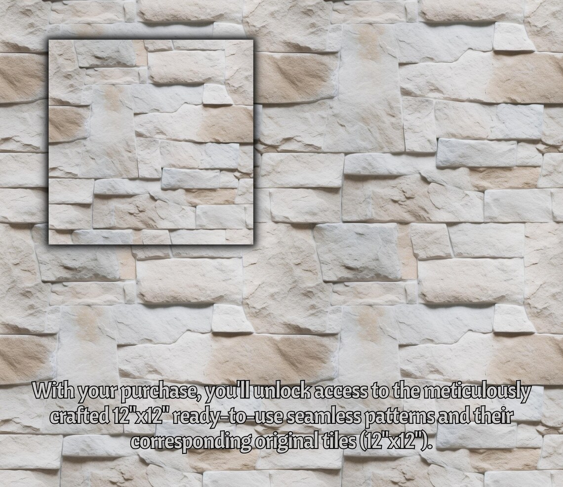 White Brick & Stone Wall Textures DIGITAL Papers Printable SEAMLESS ...