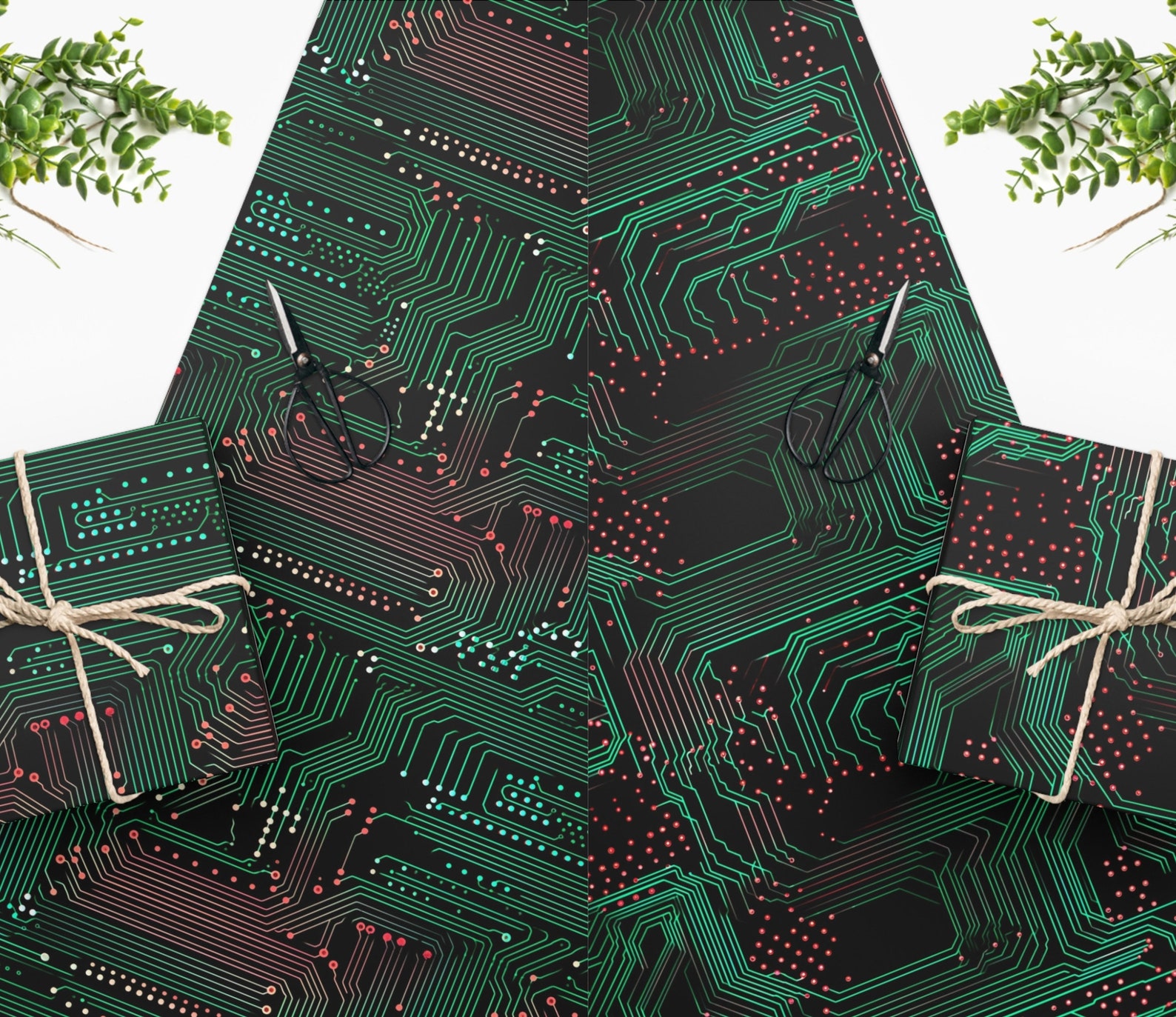 Green & Red Circuit Boards SEAMLESS Patterns JPG Printable Vibrant ...