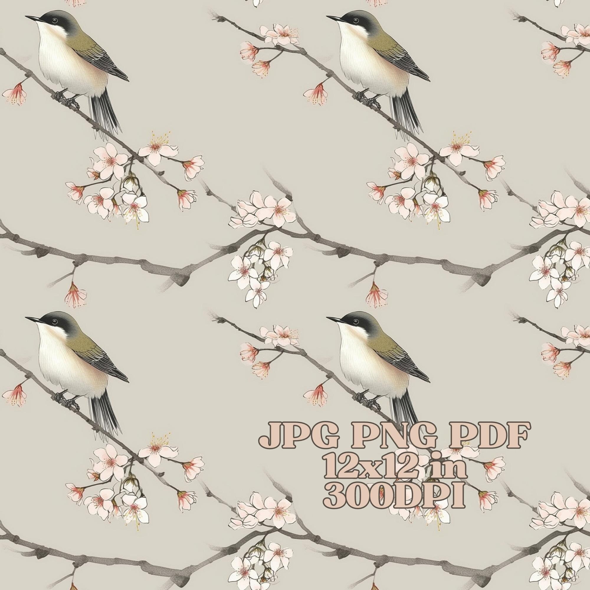 Kachō-e Songbirds SEAMLESS Patterns Printable Japanese Birds DIGITAL ...