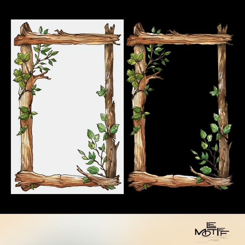 Rustic Wooden Frames Clipart Bundle, Raw Live Wood Frames Junk Journal ...