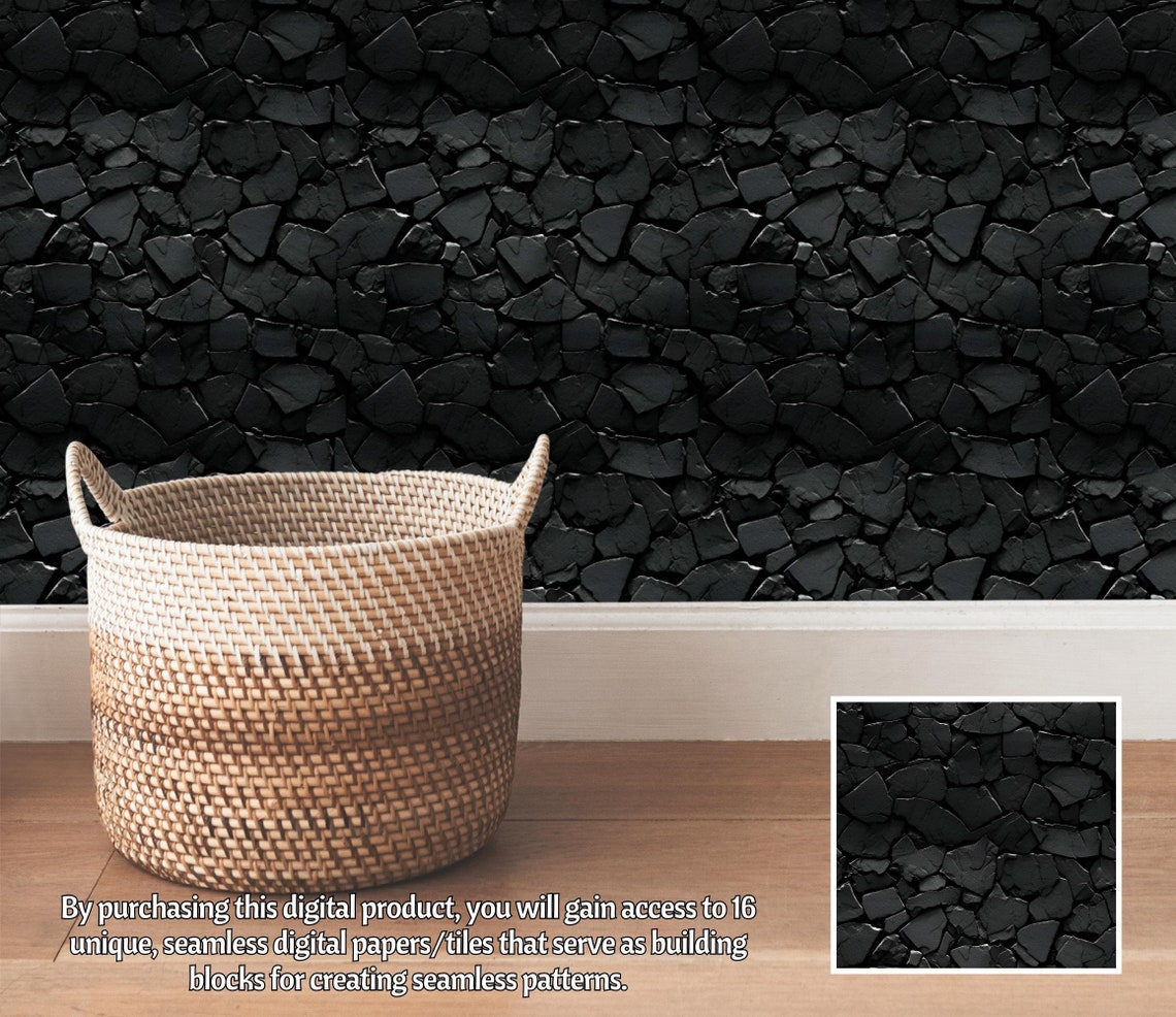 Brick & Stone Wall Textures DIGITAL Papers Printable Black White Walls ...