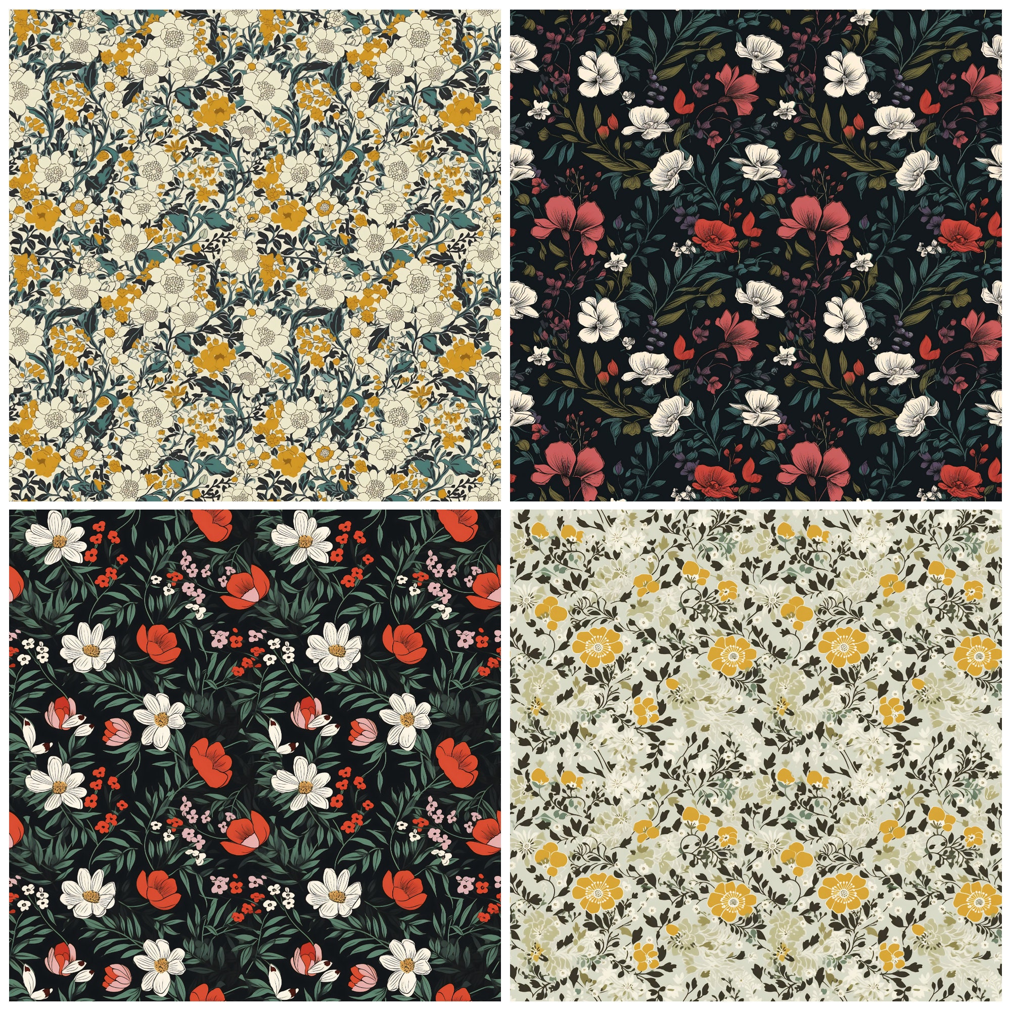 Vintage Floral DIGITAL Papers Pack Printable Victorian Floral SEAMLESS ...