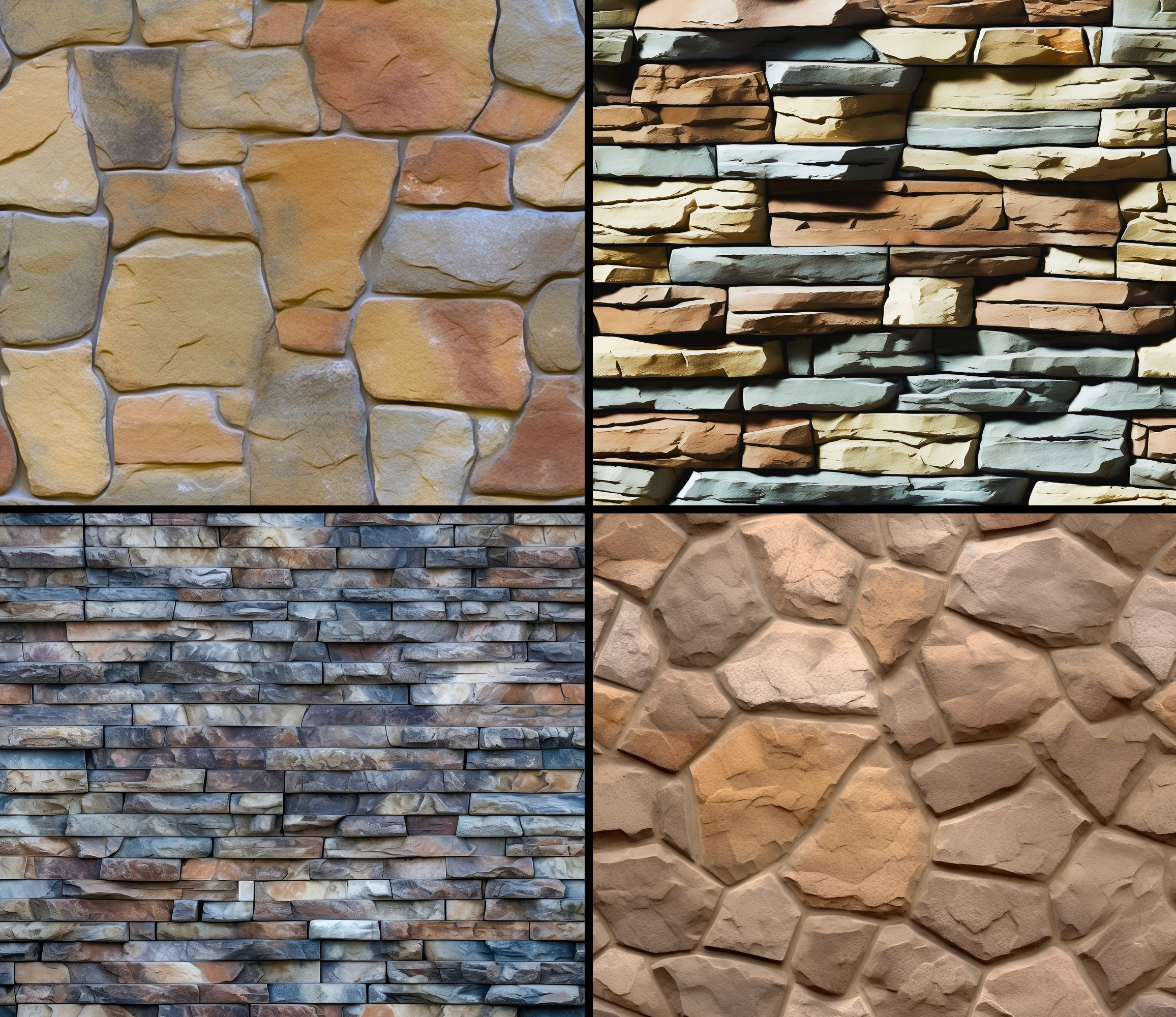 Mixed Stone Walls Arrangements DIGITAL Seamless Patterns - Decorative ...