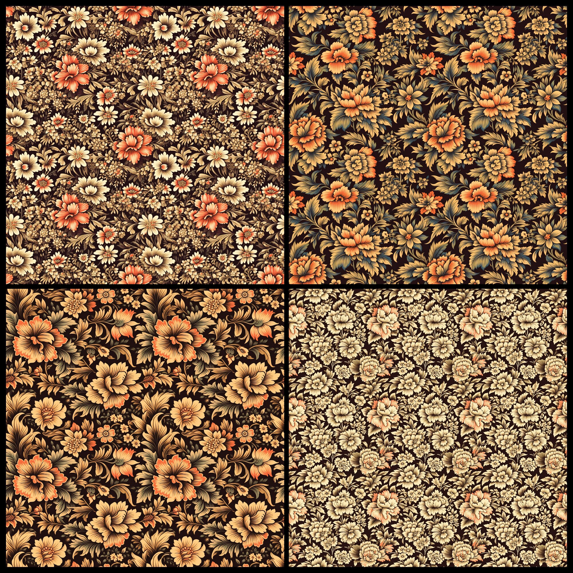 Vintage Floral Digital Papers Printable Victorian Flowers Seamless ...