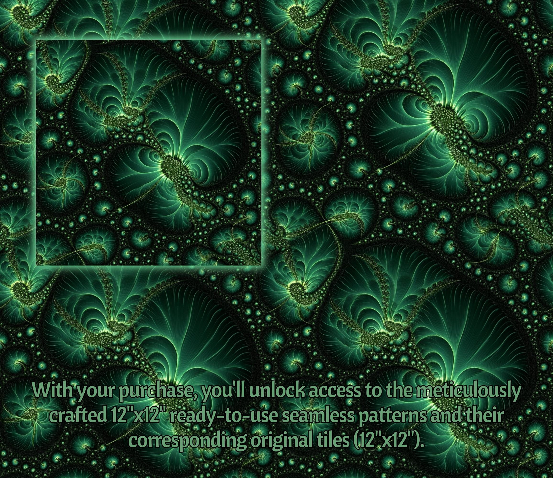 Green Fractals DIGITAL Papers Printable Fractal Geometry SEAMLESS ...