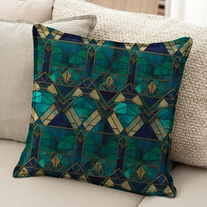 Blue & Green Stained Glass DIGITAL PAPERS Printable Art Deco SEAMLESS ...