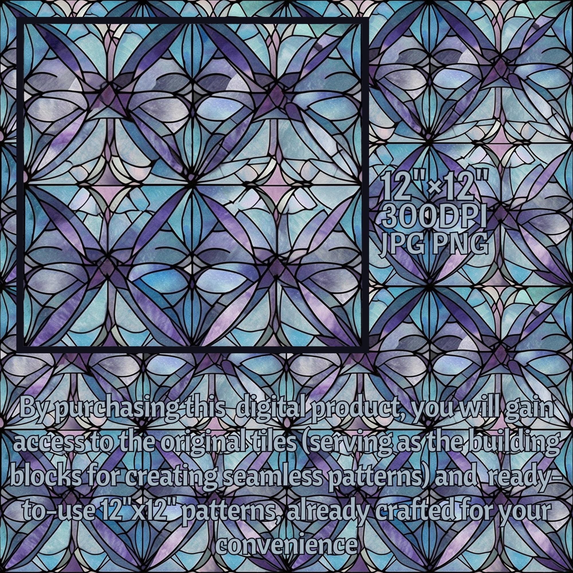 Stained Glass DIGITAL Papers Printable Fine Mosaic Glass Seamless ...