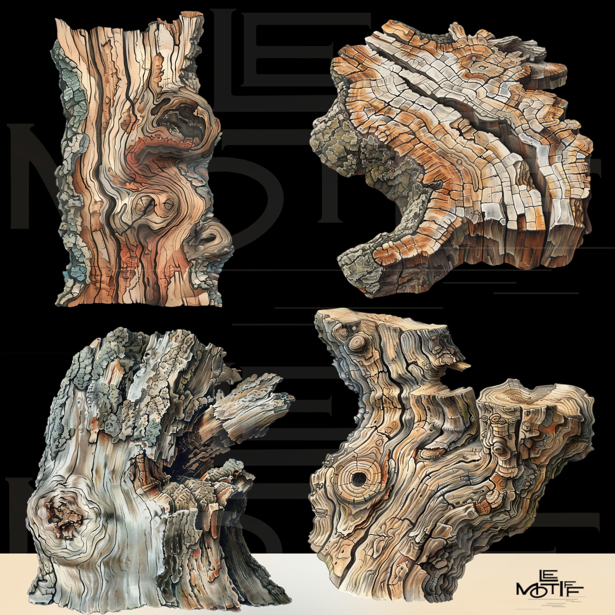 Rotten Tree Trunk Clipart, Decayed Wood Logs Pngs, Wood Rot Digital ...