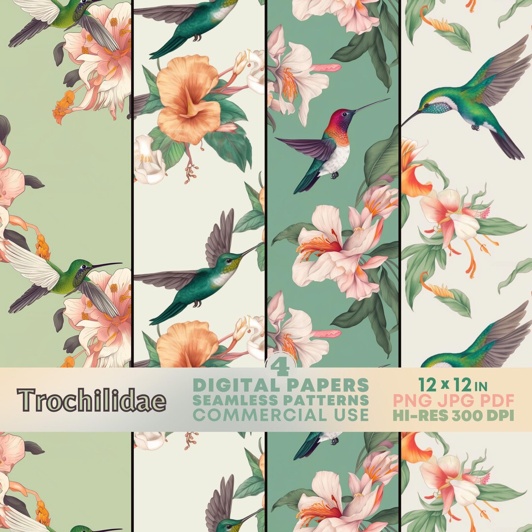 Hummingbirds SEAMLESS Patterns Printable Hummingbirds Digital Papers - Etsy