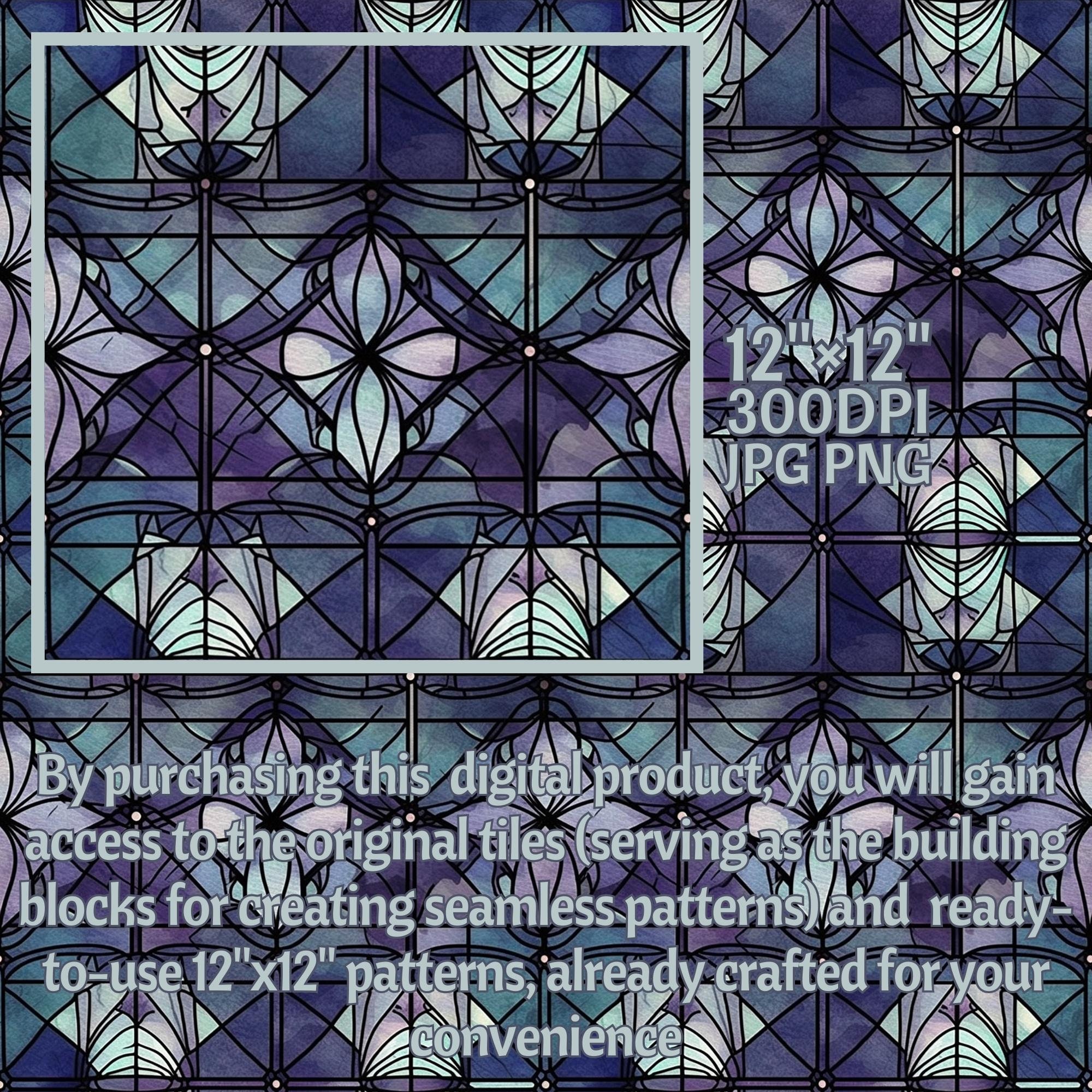 Stained Glass DIGITAL Papers Printable Fine Mosaic Glass Seamless ...