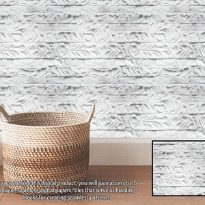 Brick & Stone Wall Textures DIGITAL Papers Printable Black White Walls ...