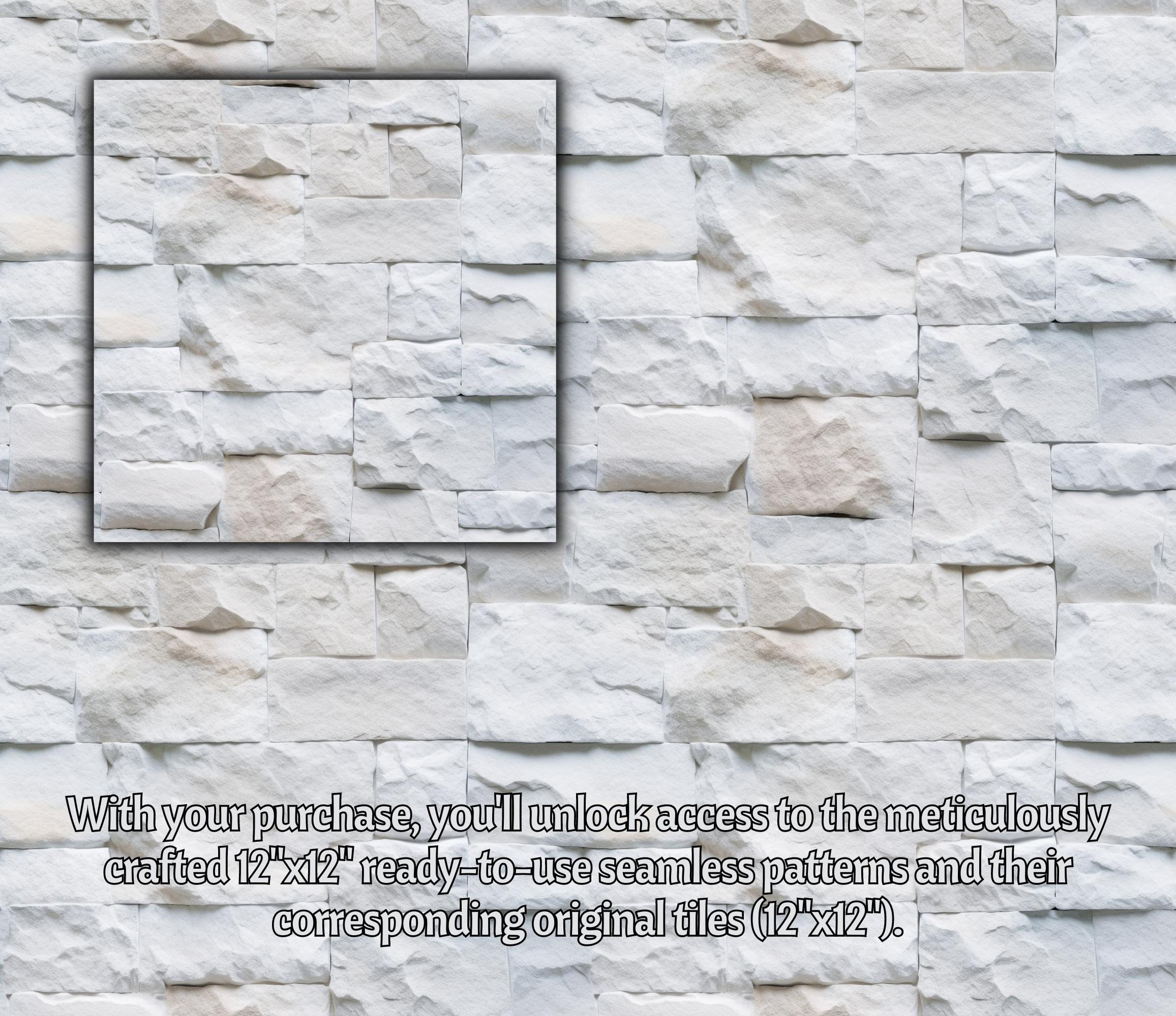 White Brick & Stone Wall Textures DIGITAL Papers Printable SEAMLESS ...