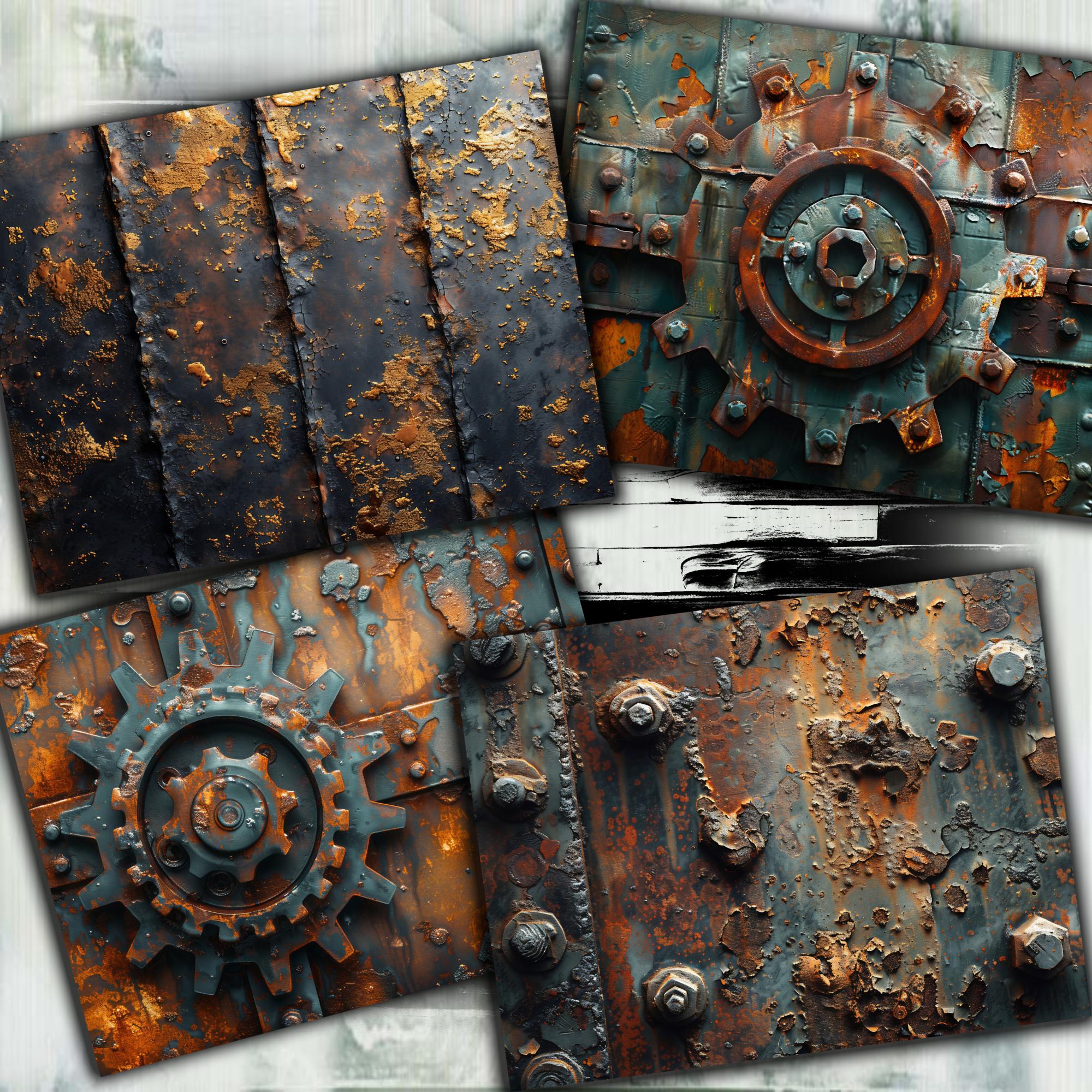 Rusty Gears & Metallic Textures Backgrounds | Industrial Decay Bundle ...