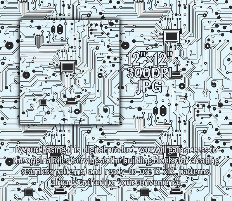 White Circuit Board SEAMLESS Patterns Printable Cyber Circuitry DIGITAL ...