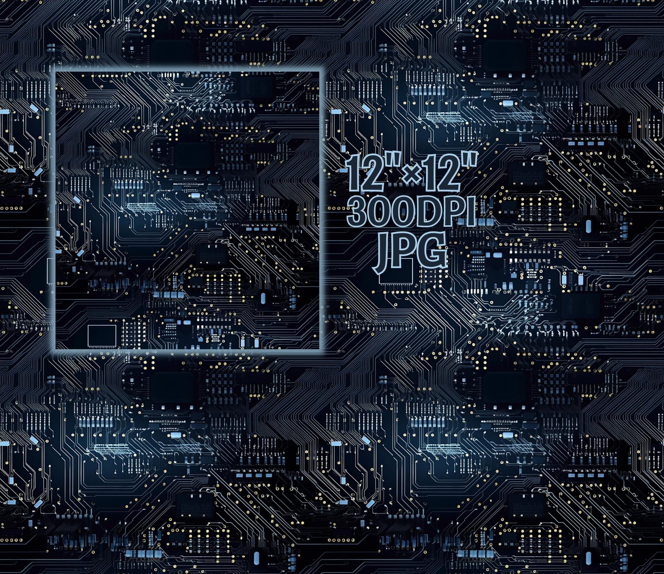 Dark Blue Circuit Board SEAMLESS Patterns Printable Cyber Circuitry DIGITAL Papers Backgrounds ...