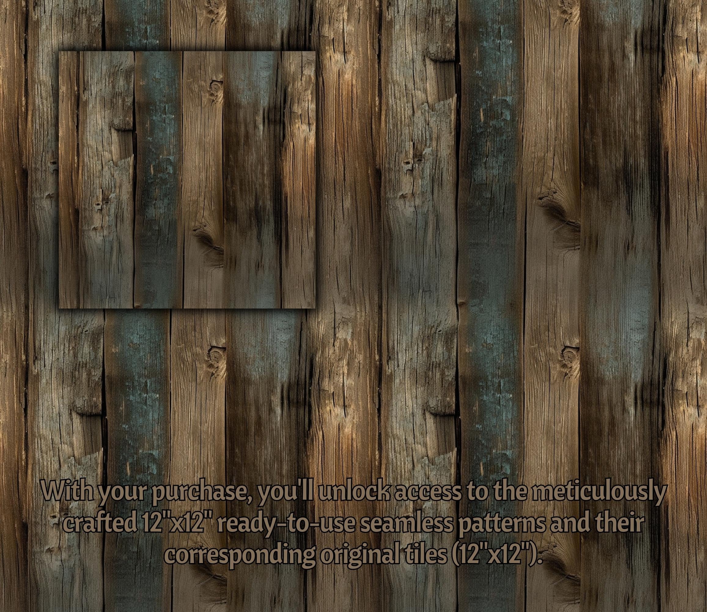 Rustic Textured Wood Plank Seamless Patterns, Weathered Wooden Paneling ...