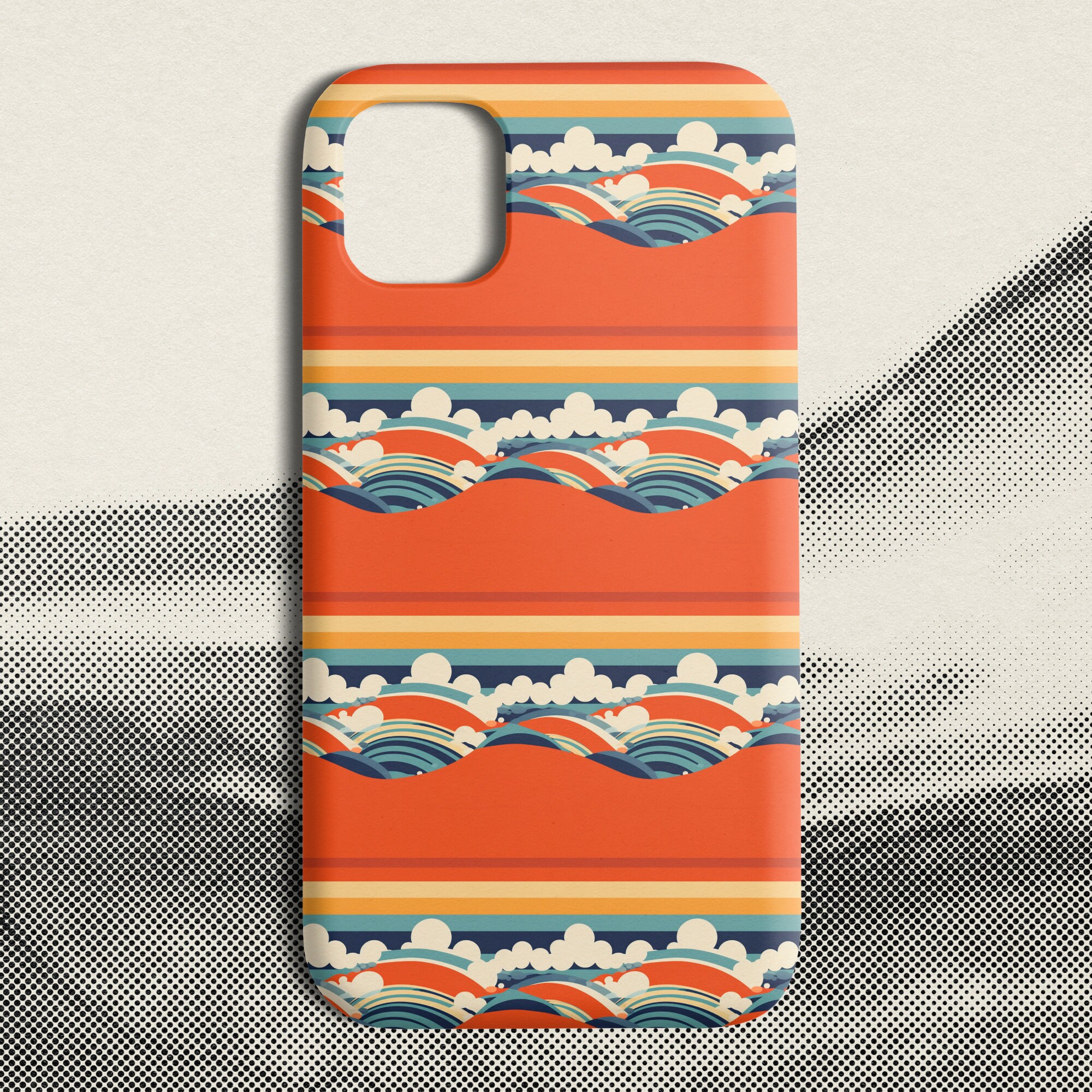 Retro Waves & Clouds Digital Papers JPG Printable Retro Wavy Abstract ...