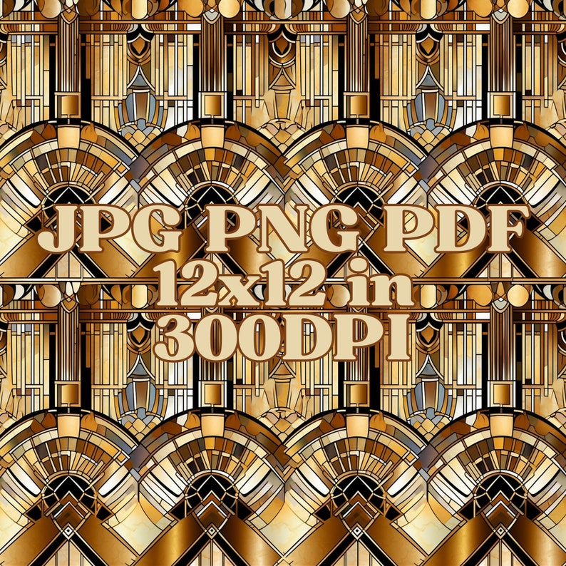 Stained Glass Digital Paper & Seamless Patterns - Golden Luxury Art ...