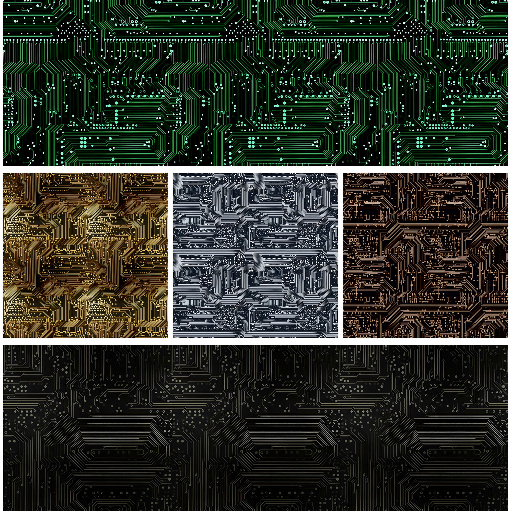 Circuitry Patterns Digital Papers JPG Printable Seamless Circuit Boards ...