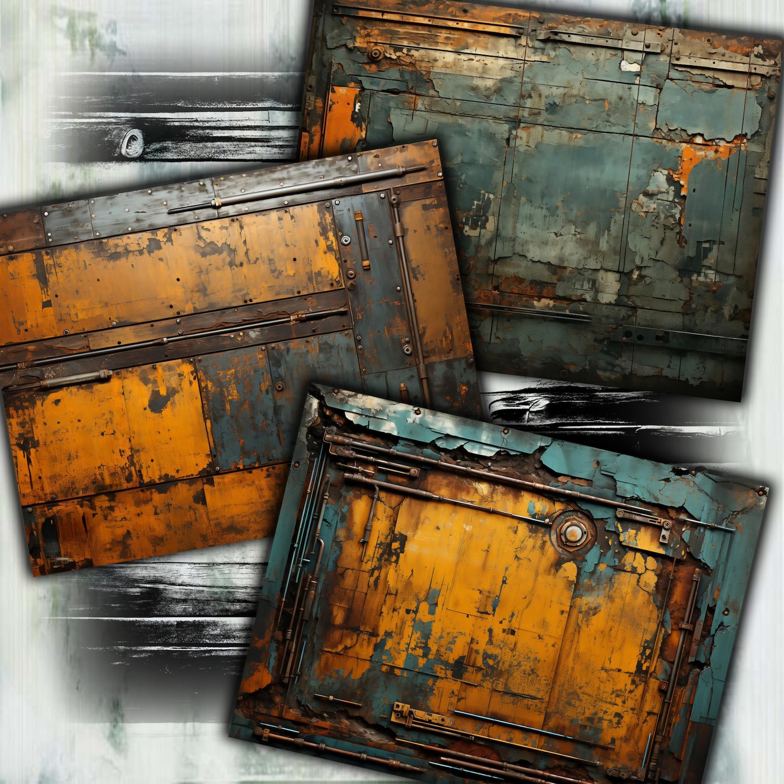 Rusty Metal Sheets Wallpapers | Weathered Metallic Textured DIGITAL ...