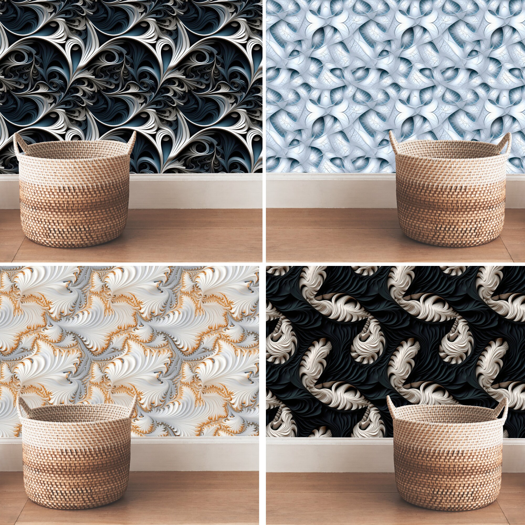 Embossed Fractals Digital Papers JPG Printable 3D Seamless Fractal ...