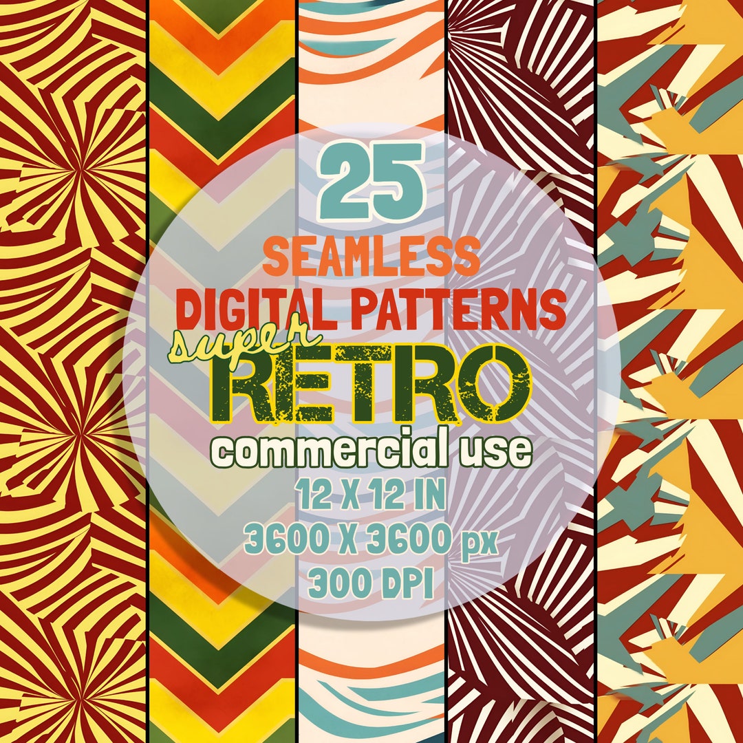 Retro SEAMLESS Patterns Printable DIGITAL Papers Retro Backgrounds - Etsy