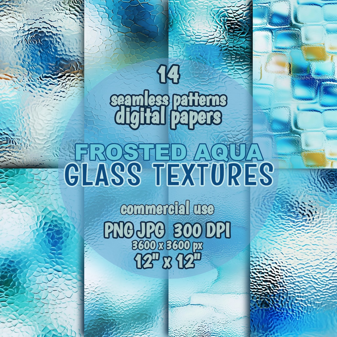 Frosted Glass Textures Bundle Blue Glass DIGITAL Papers SEAMLESS ...