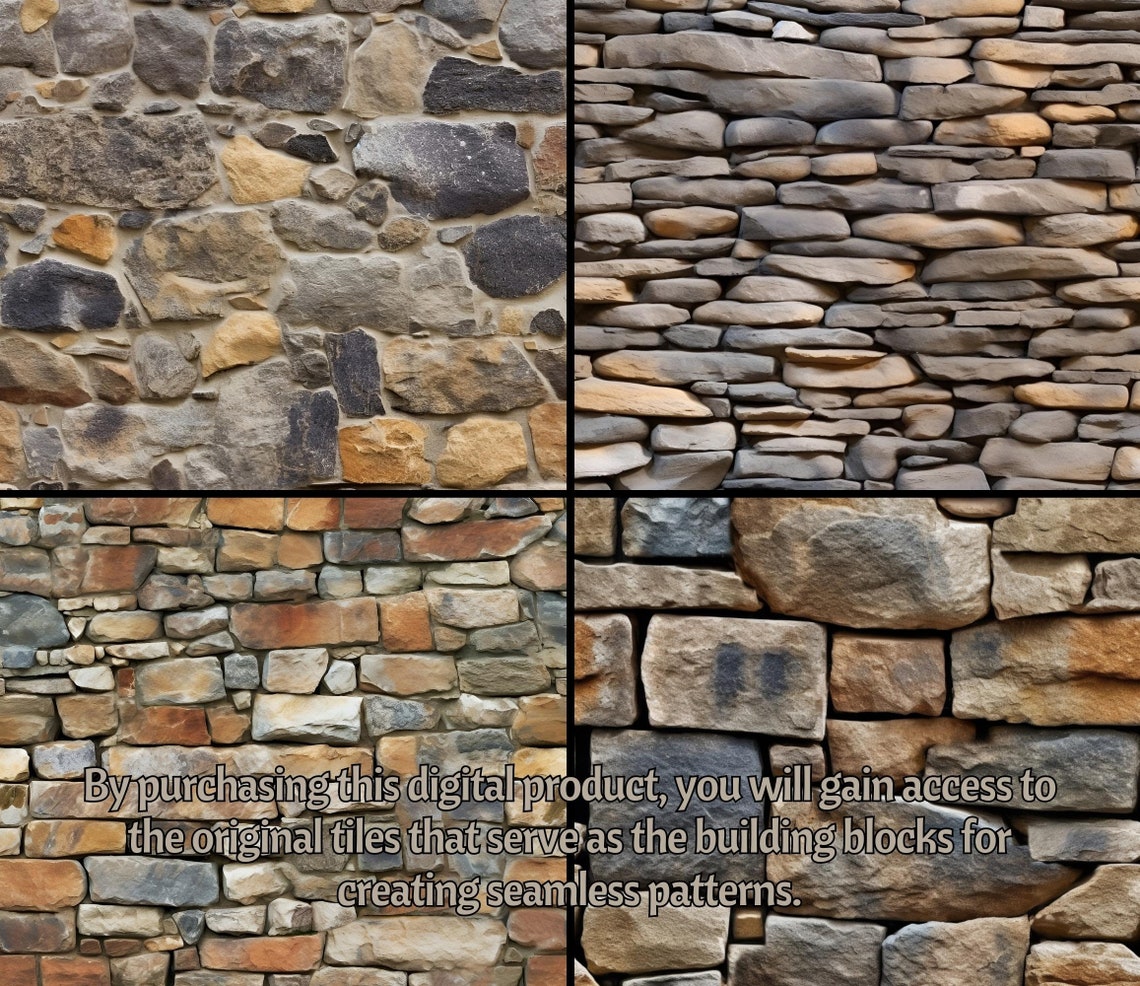 Old Stone & Brick Walls DIGITAL Papers Printable Stones Bricks Textures ...