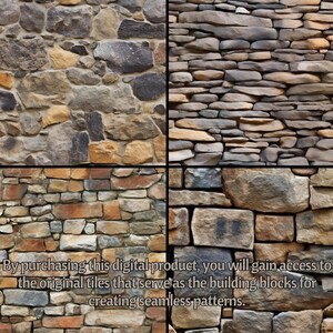 Old Stone & Brick Walls DIGITAL Papers Printable Stones Bricks Textures ...