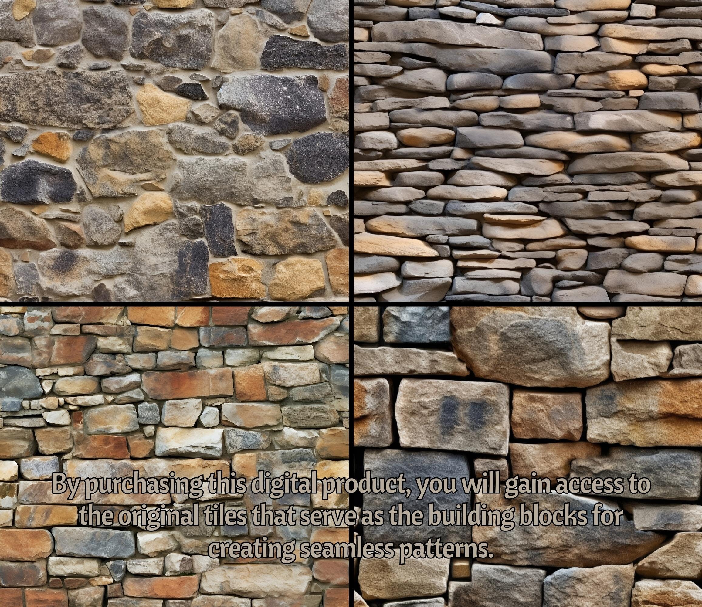 Old Stone & Brick Walls DIGITAL Papers Printable Stones Bricks Textures Backgrounds SEAMLESS ...