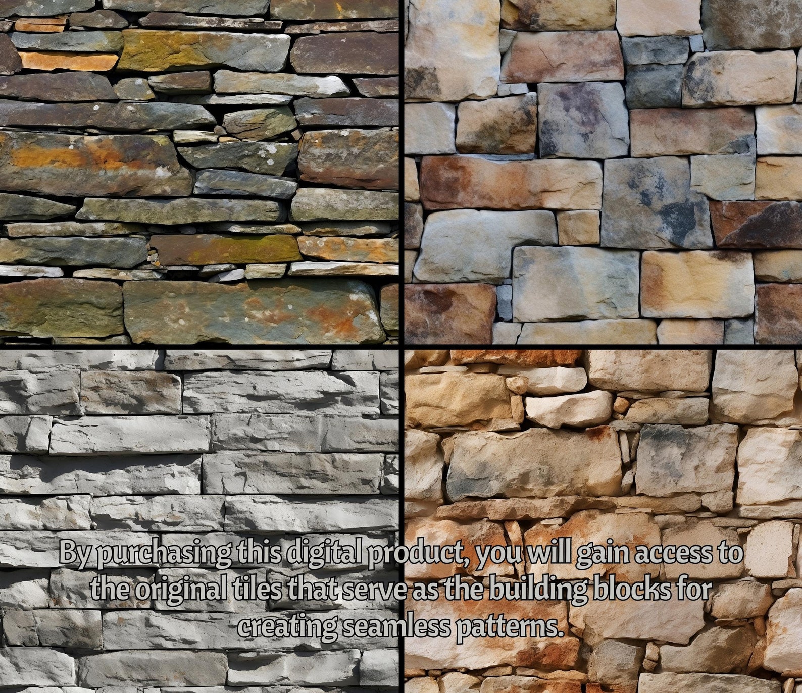 Old Stone & Brick Walls DIGITAL Papers Printable Stones Bricks Textures ...