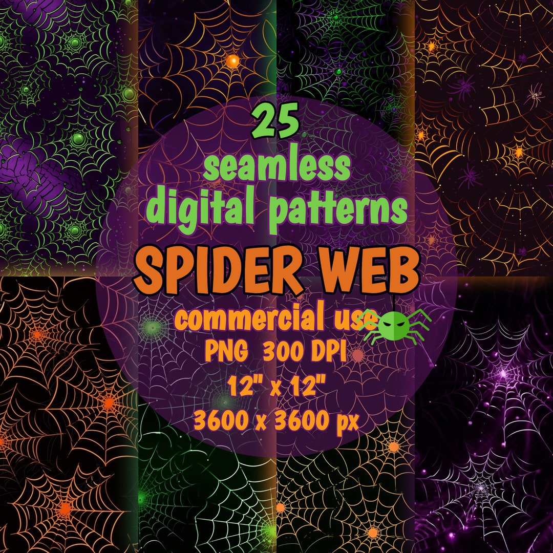 Spiderweb SEAMLESS Papers Bundle Printable Spider Web DIGITAL Patterns ...