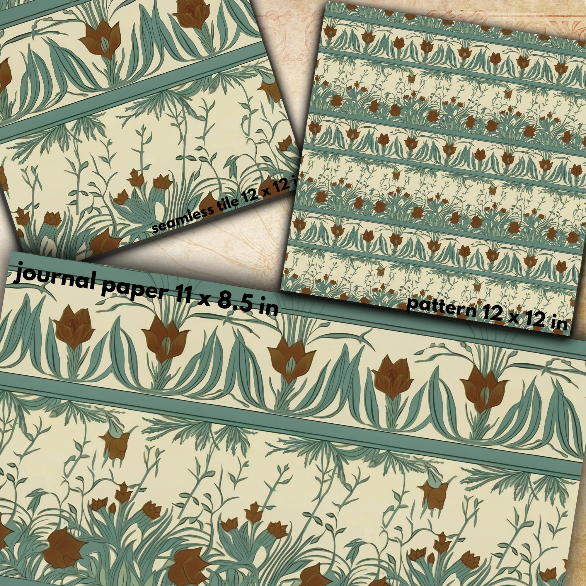 Botanical Art Nouveau Printables Vintage Muted Green Foliage Elegant ...