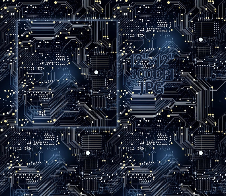 Dark Blue Circuit Board SEAMLESS Patterns Printable Cyber Circuitry ...