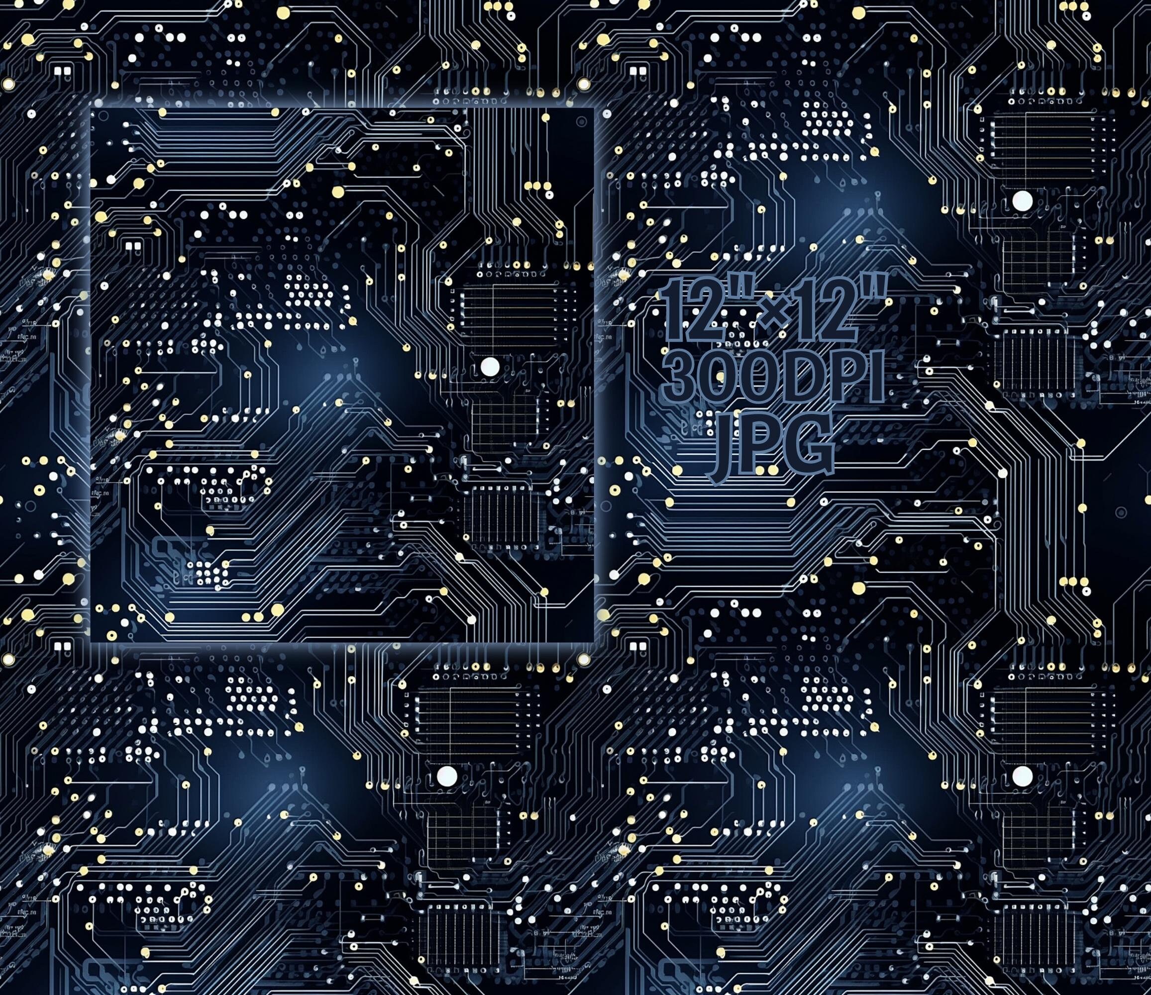 Dark Blue Circuit Board SEAMLESS Patterns Printable Cyber Circuitry ...