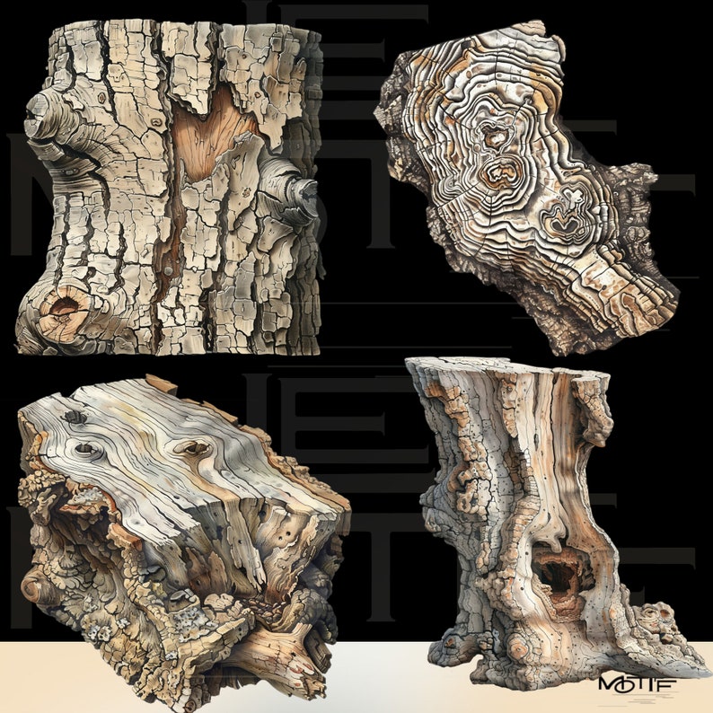 Rotten Tree Trunk Clipart, Decayed Wood Logs Pngs, Wood Rot Digital ...