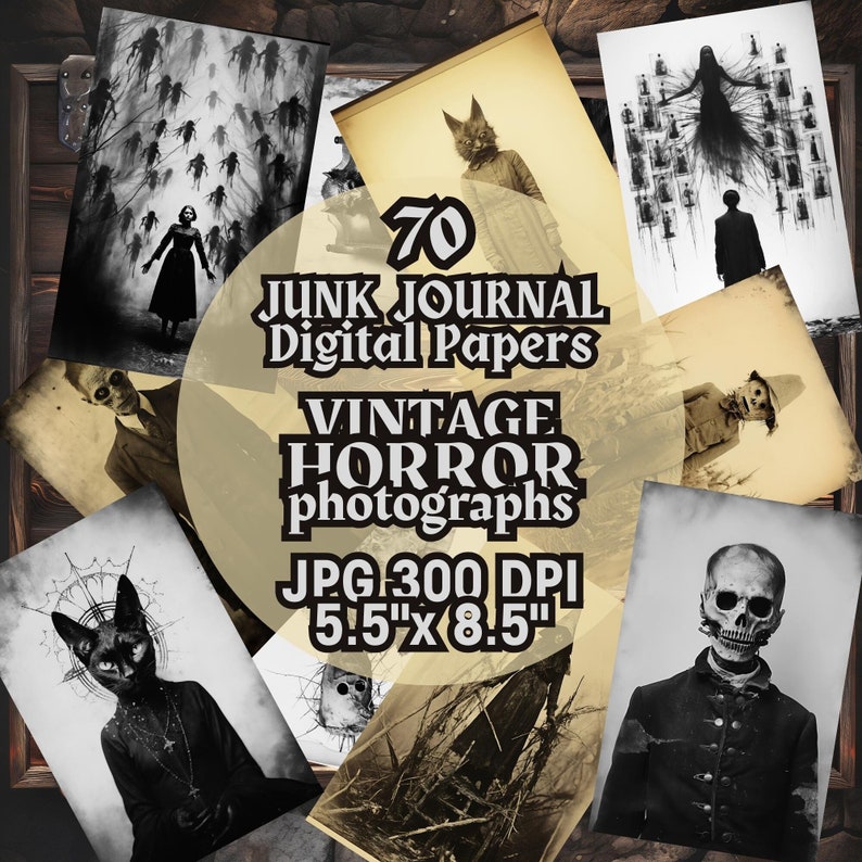 Horror Printable Junk Journal Papers JPG Creepy Old Photos DIGITAL ...