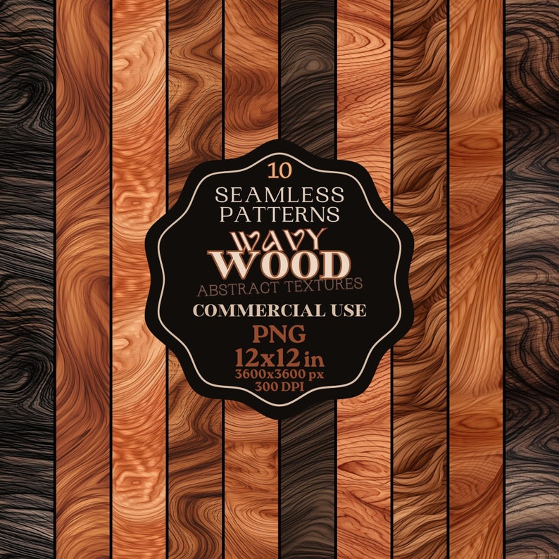 Swirling Wood Grain Textures Pack of 10 | Abstract Wood DIGITAL Papers ...