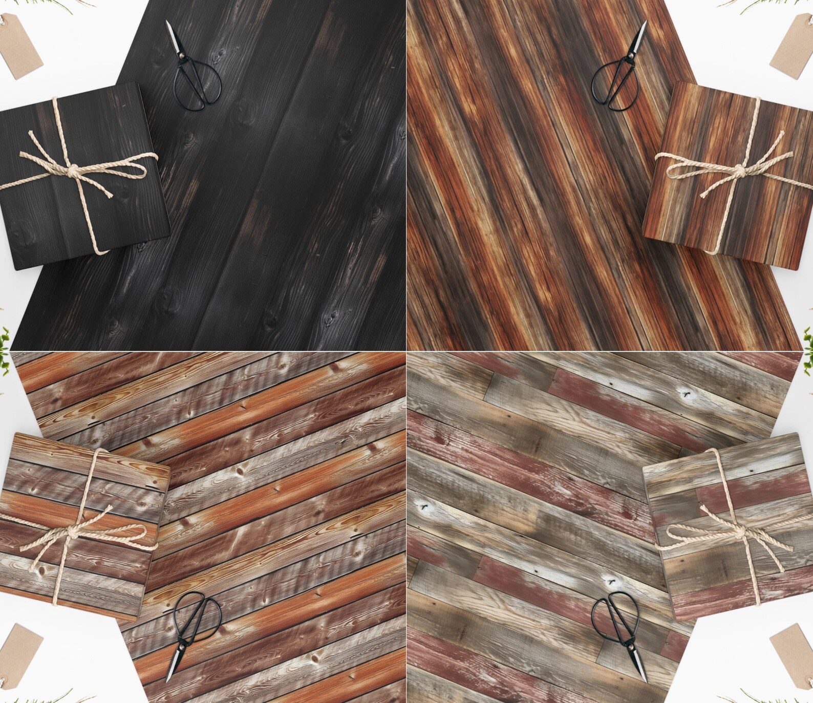 Mixed Barn Wood SEAMLESS Patterns, Weathered Rustic Wood Planks ...