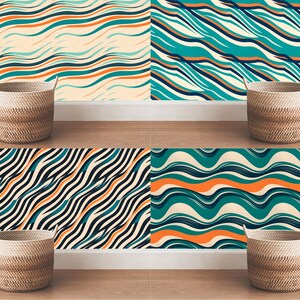 Wavy Stripes Digital Papers Printable Retro Wavy Lines Seamless ...