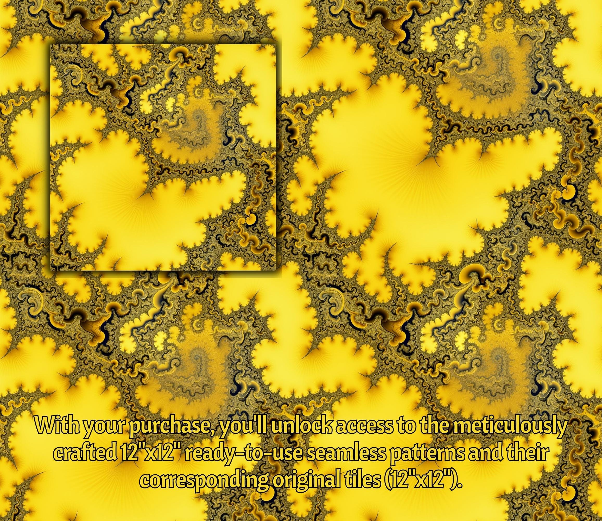 Yellow Fractals DIGITAL Papers Printable Fractal SEAMLESS Patterns ...