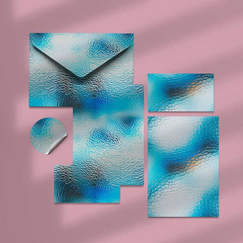 Frosted Glass Textures Bundle Blue Glass DIGITAL Papers SEAMLESS ...