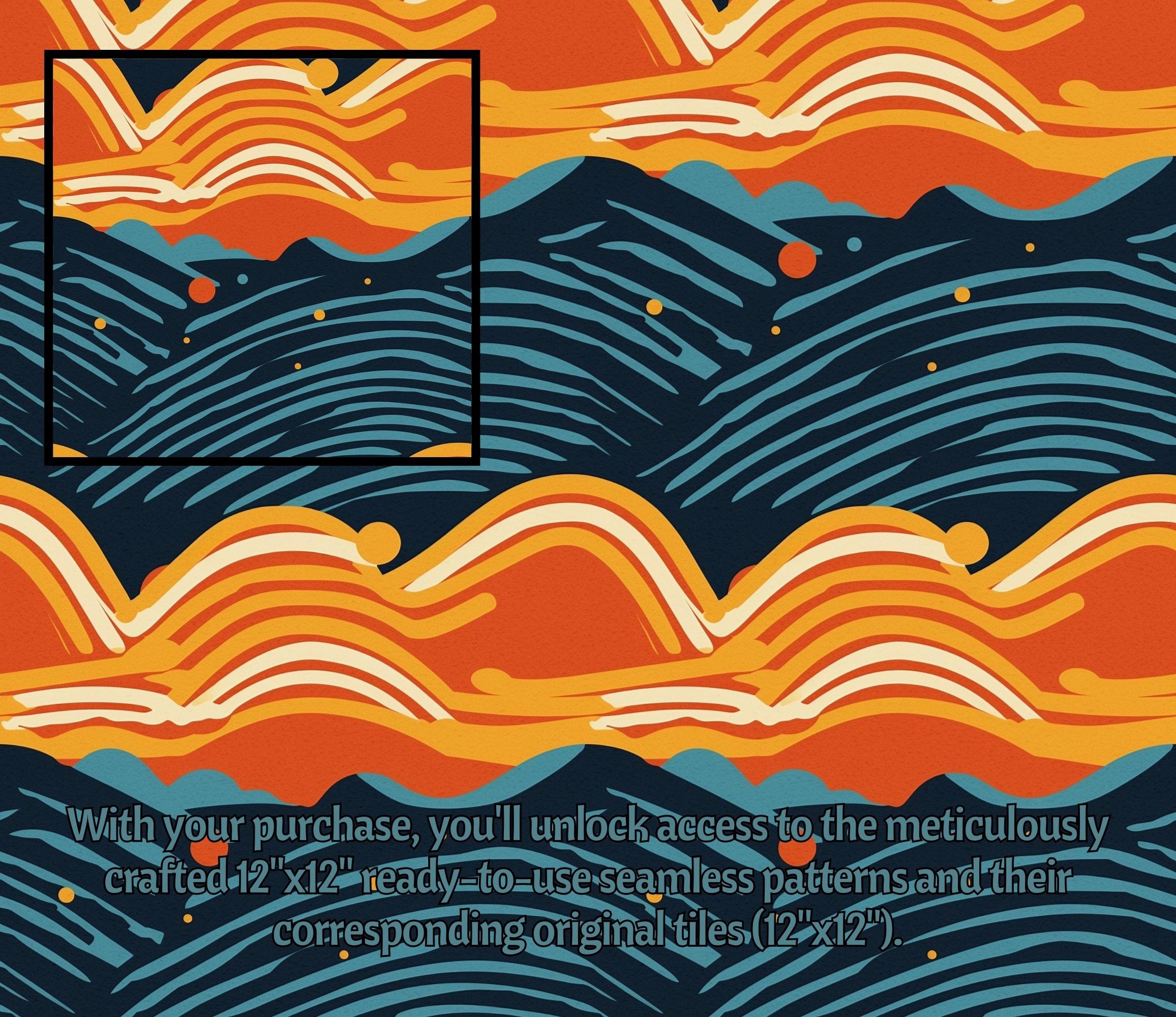 Pop Art Style Waves and Clouds Digital Papers Printable Vibrant Retro ...