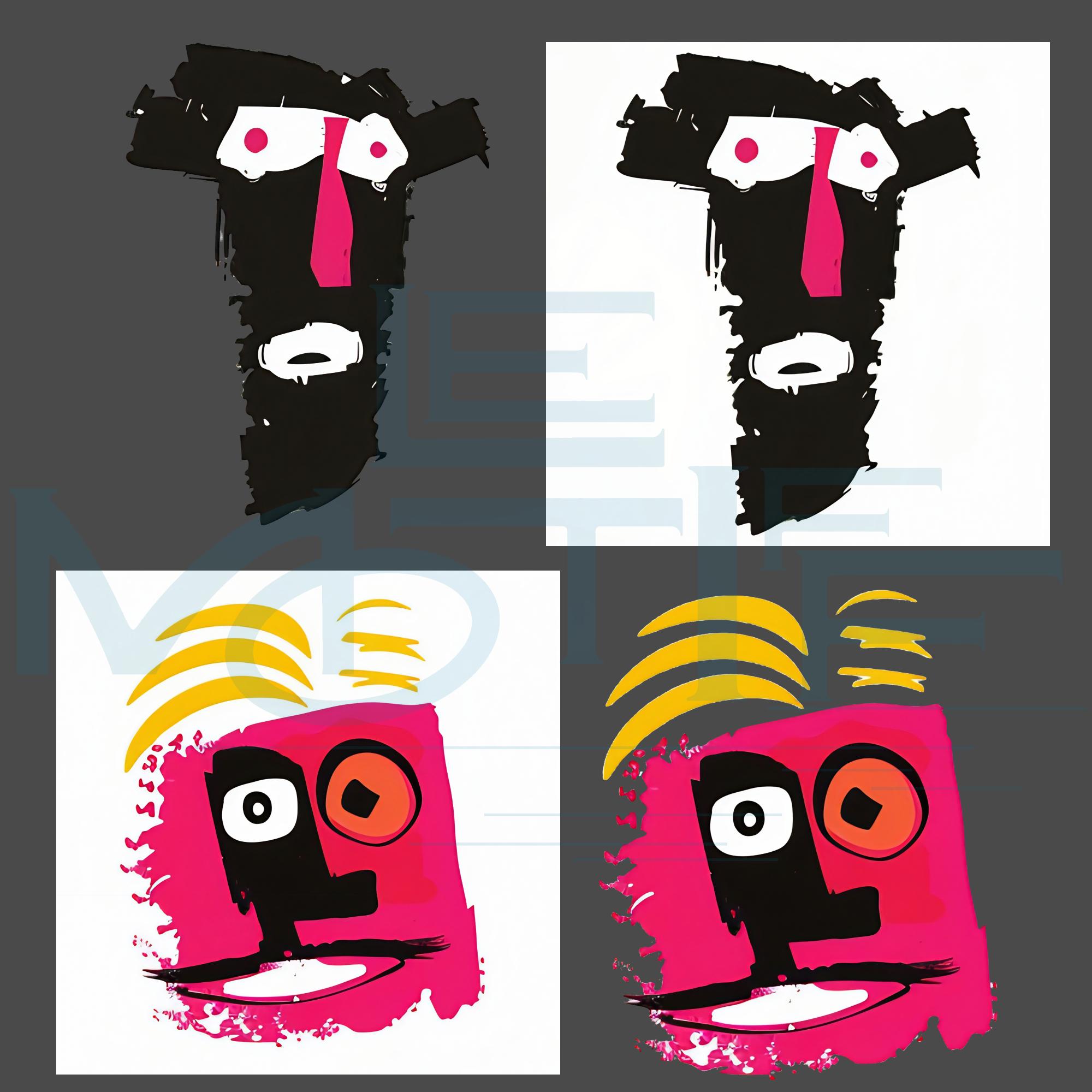 Stylized Faces CLIPART Bundle, 80s Pop Art Cubism Twisted Faces Clip ...